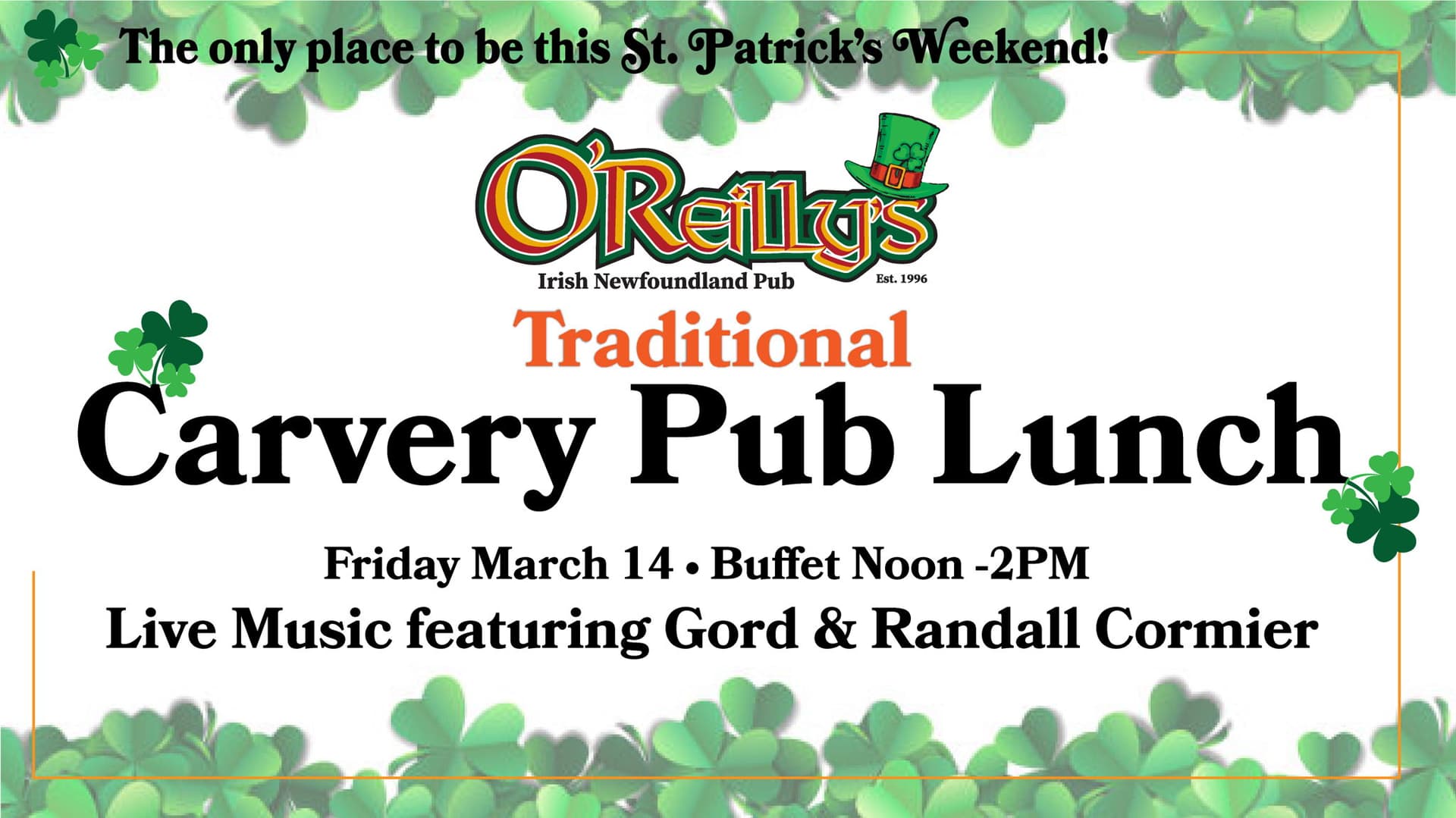 Friday, March 14 Carvery Buffet Lunch & Music